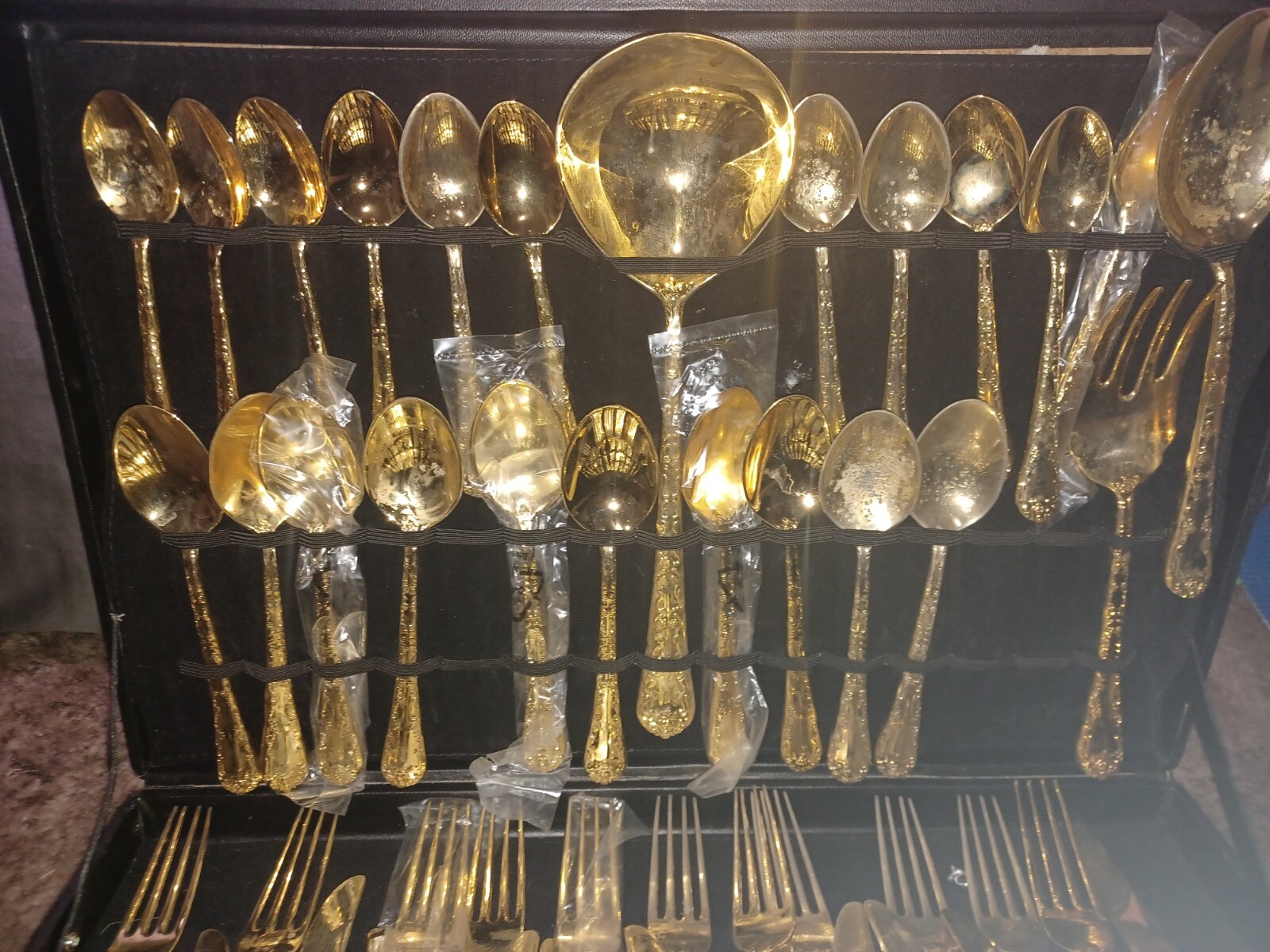 Vintage MCM Godinger gold plated flatware (51 pieces) In Original ...