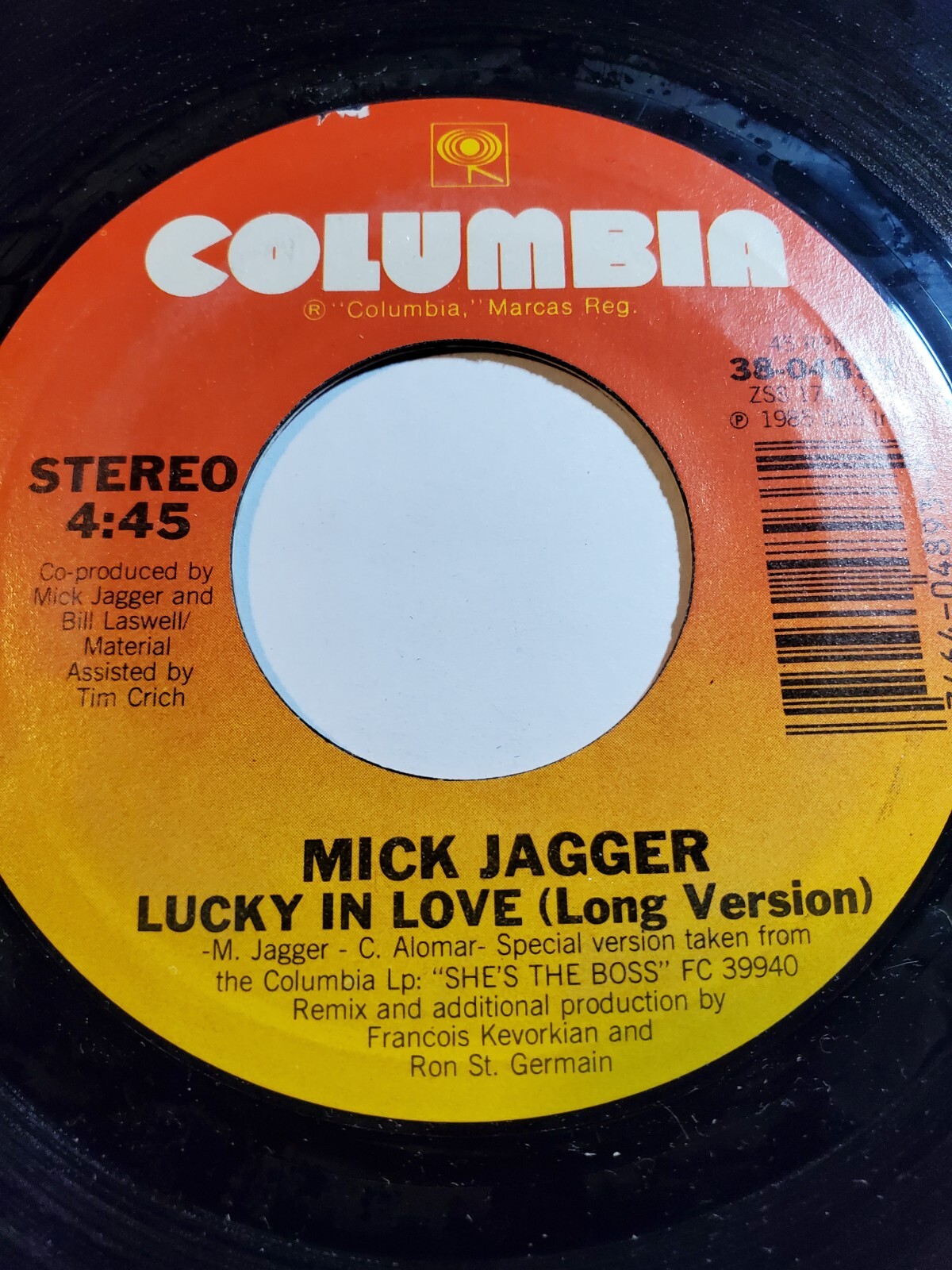 Mick Jagger - Lucky In Love / Running Out Of Luck-Columbia VG F128A | eBay