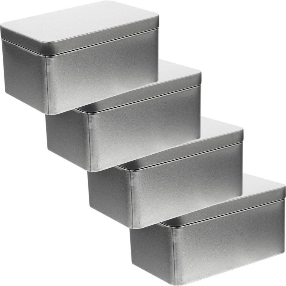 4pcs Metal Rectangular Empty Box Gift Tin Portable Box Containers for ...