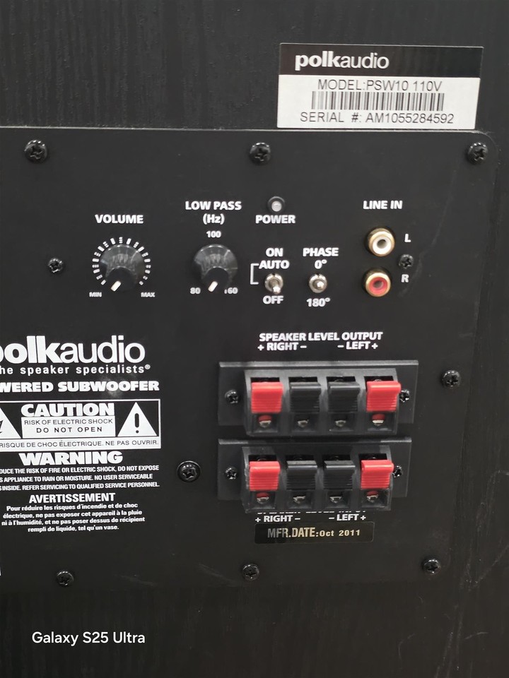 Polk Audio PSW10 100 Watts Powered Subwoofer- Black- Free Shipping. | eBay