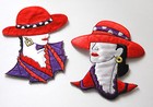 Red Hat Lady Embroidered Fabric 4" Appliques to Sew or Iron-on / Choose ...
