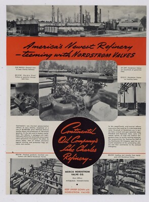 1941 Merco Nordstrom Ad: Lake Charles Refinery Pics - Continental Oil, Westlake | eBay