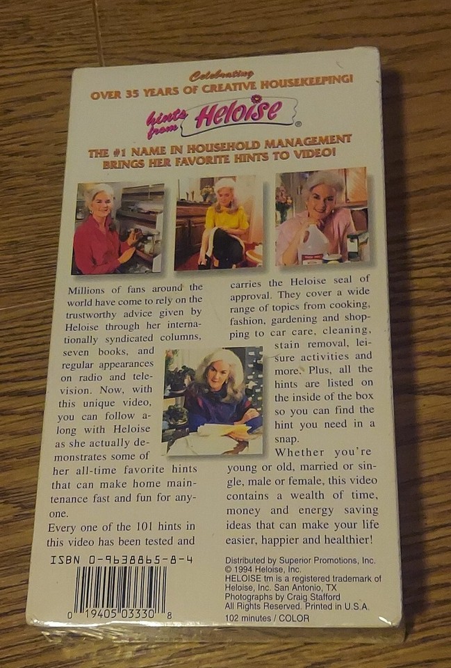 All-Time 101 Favorite Hints from Heloise (VHS, 1995) SEALED US3 ...
