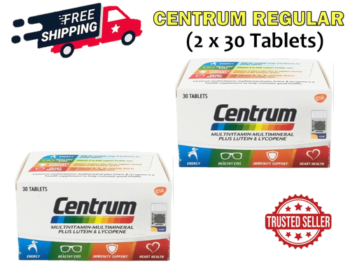 2 x 30'S Centrum Regular Multivitamin Lutein & Lycopene To Maintain ...