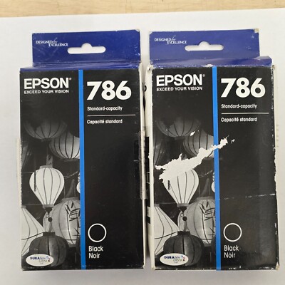 EXPIERD BRAND NEW GENUINE EPSON 786 BLACK INK CARTRIDGE - 2 PACK EXP ...