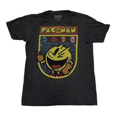 Pac-Man Gray Cotton Blend T-Shirt Mens Medium | eBay