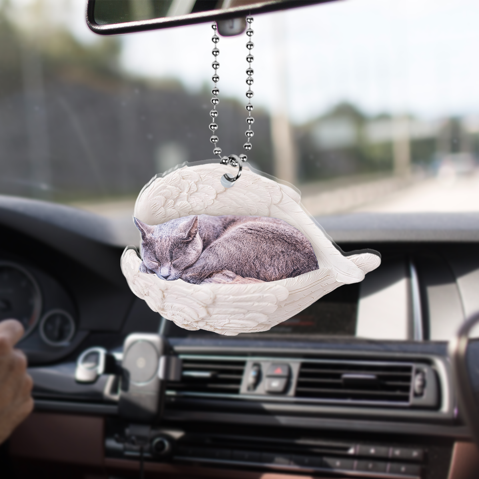 Gray Cat sleeping Angel Wings Christmas, love Gray Cat car Ornament ...