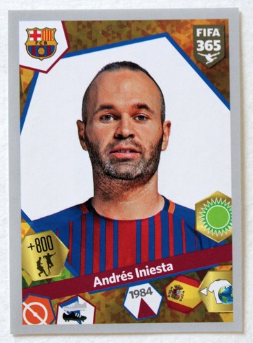 PANINI Soccer Sticker Card ANDRES INIESTA No. 2018 FIFA 365 185 RARE ...