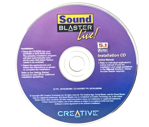 Creative Sound Blaster Live! 5.1 Installation CD - DISC ONLY NO CASE | eBay