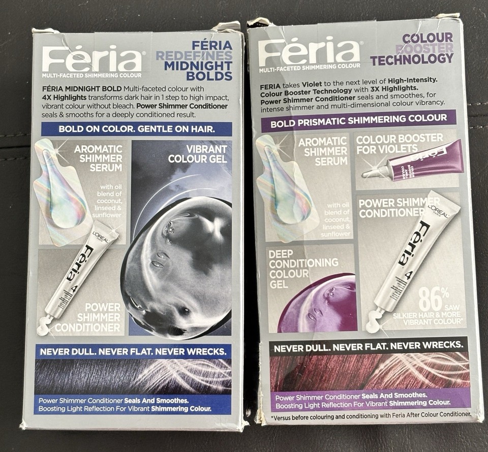 Lot of 2 L'Oreal Feria Permanent Hair Color M10 Cosmic Azure V38 Deep ...