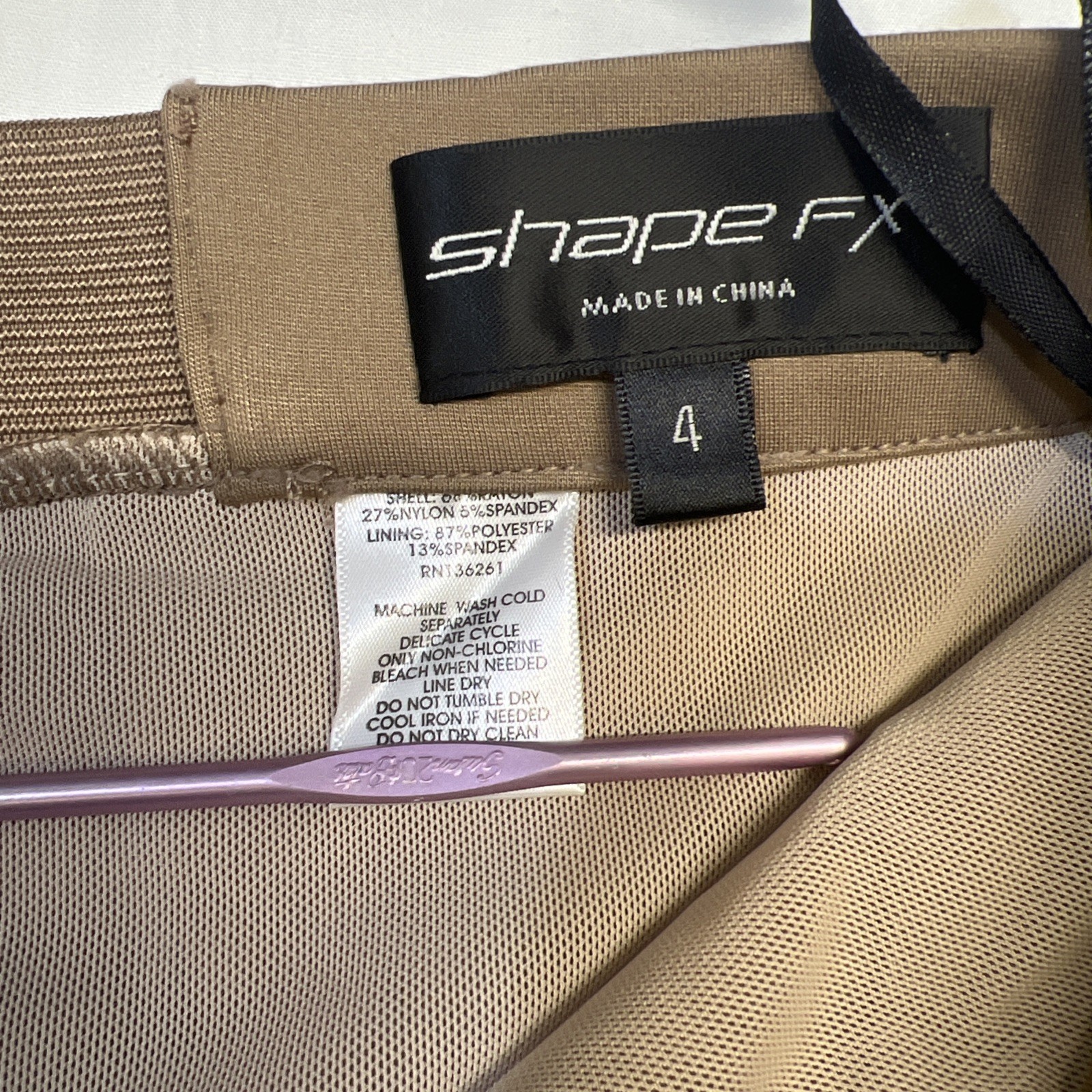 Shape FX Womens Ponte Knit Pull-On Slim Leg Crop Pants A272122 Taupe Size 4 | eBay