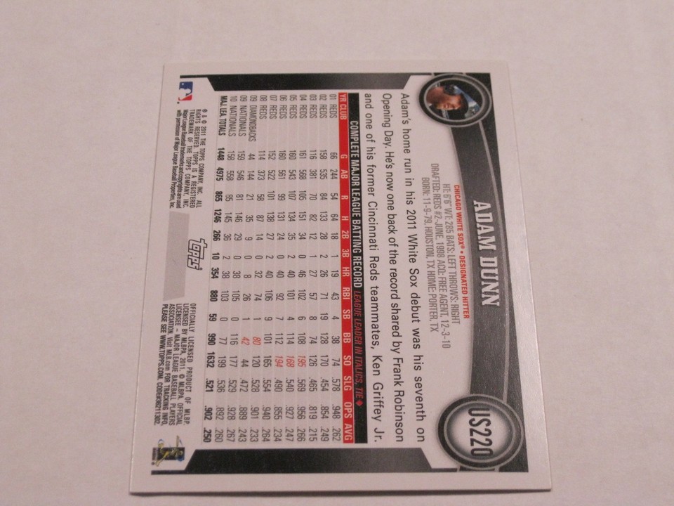 Adam Dunn AUTOGRAPHED Baseball Card JSA Auction Certified | eBay