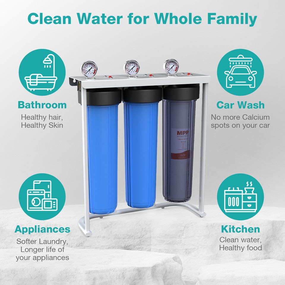 3Stage Whole House Water Filter System for 4.5"x20" Filtration ...