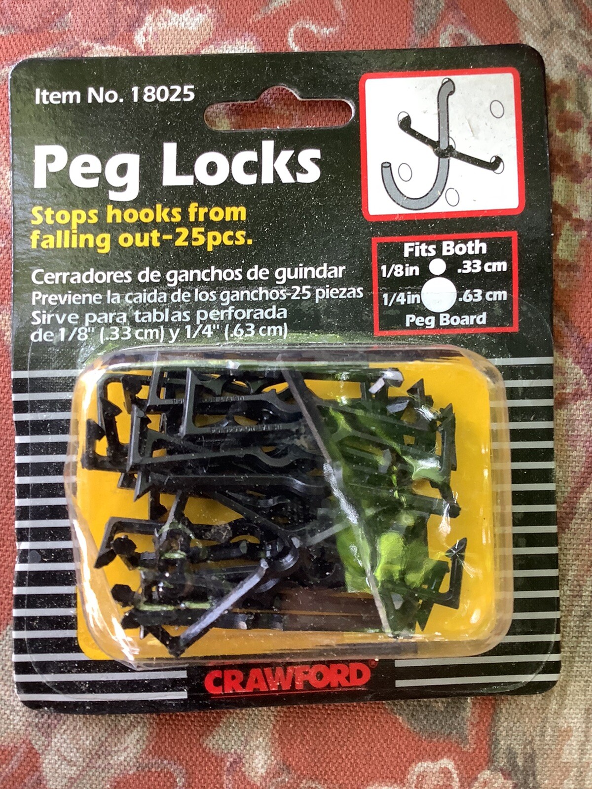 Crawford Peg Locks 25 pc, 1/4" & 1/8" Peg Board 18025 | eBay