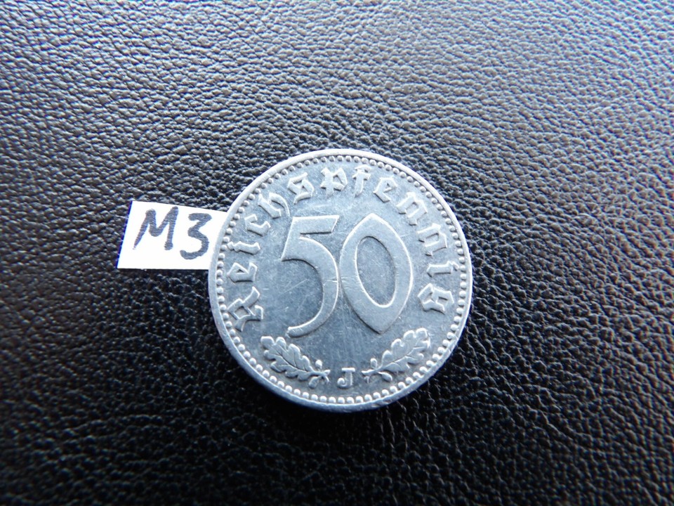 50 penning 1943 J Coin Rare Old WWII Antique Germany 3 Reich SS Nazi ...
