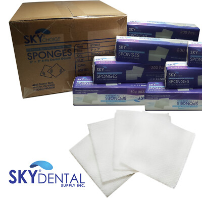 5000-2000/pack Cotton Gauze 4 Ply Dental Sponge 2x2 or 4x4 Non Woven NS ...