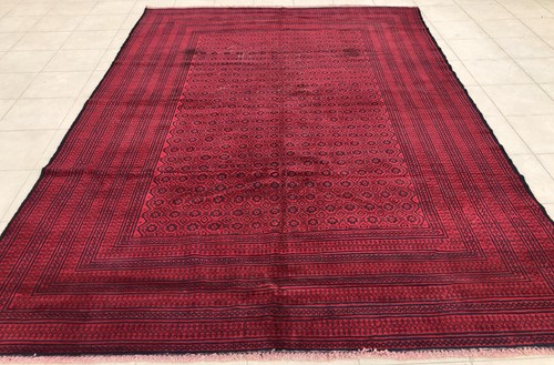 Amazing Hand Knotted Vintage Afghan Turkmen Basheeri Wool Area Rug 9 x ...