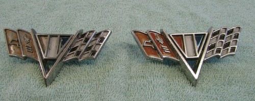 Pair of "Chevrolet" V8 Flag Emblem Badge Nameplates Pt # 3840318 | eBay