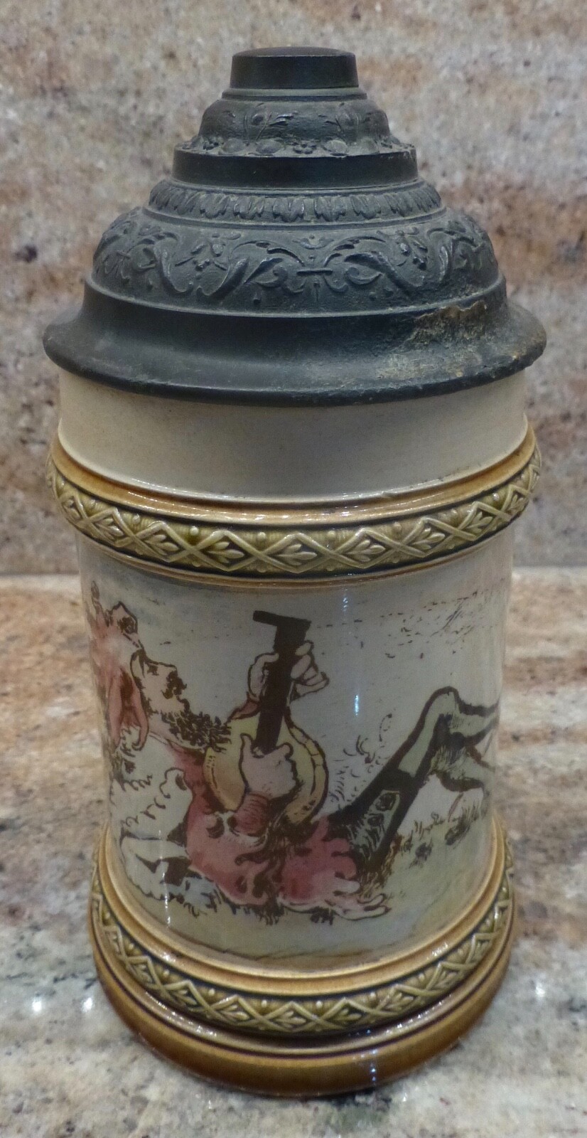 VINTAGE - METTLACH - BEER STEIN WITH PEWTER LID - 2177 | eBay