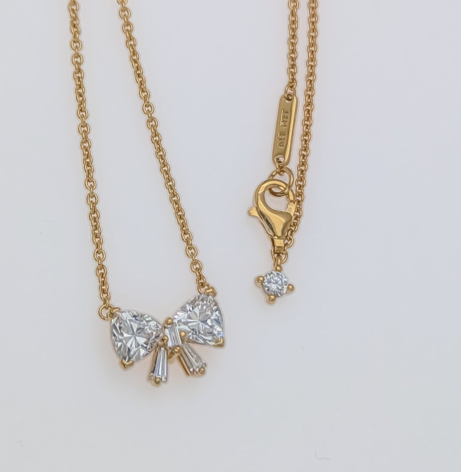 NEW 100% Authentic PANDORA 14k Gold P Sparkling Bow Pendant Necklace ...