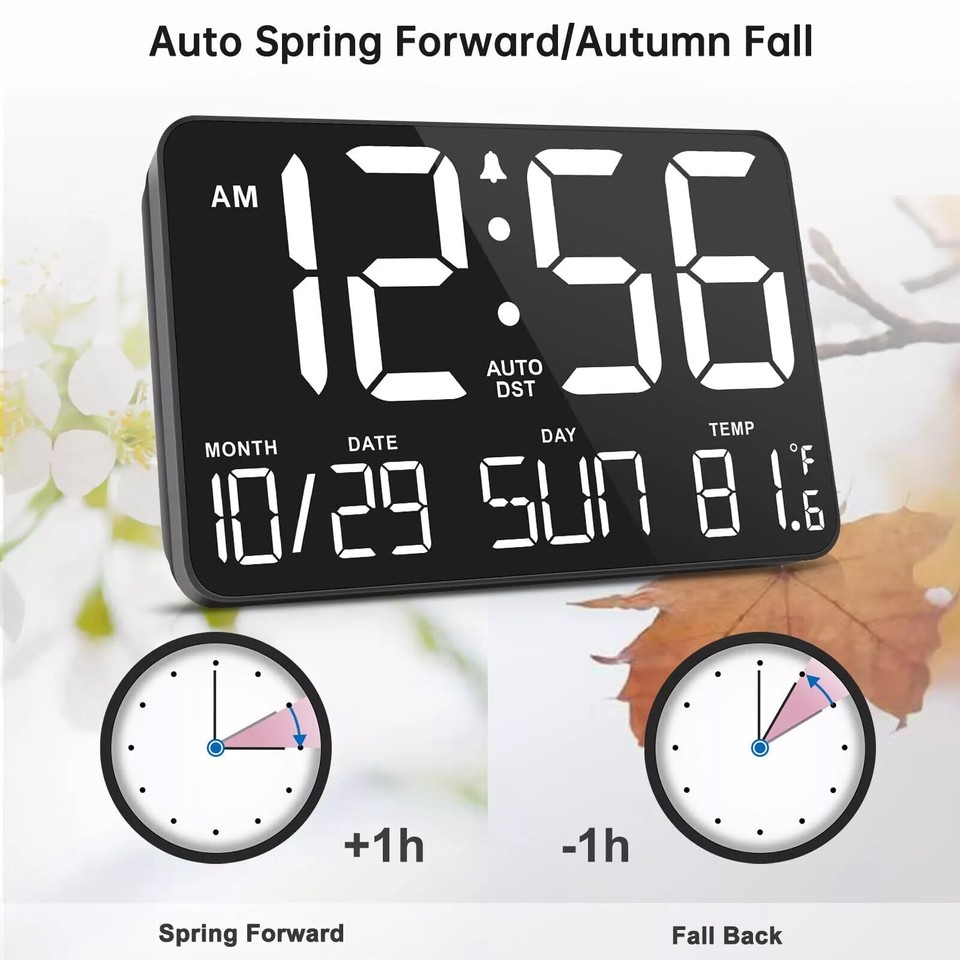 Large Digital LED Wall Clock Jumbo Display with Calendar Temperature ...
