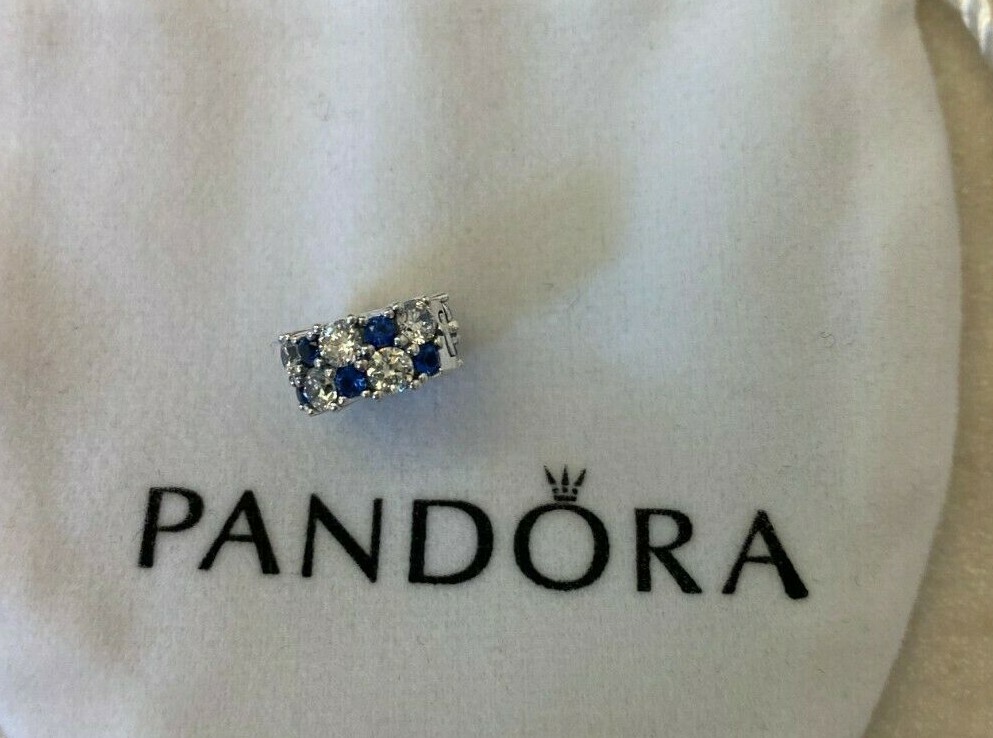 NEW 2020 PANDORA CLEAR & BLUE SPARKLING CLIP charm 799171c01 $55 Free ...