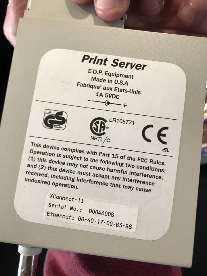 XConnect II Print Server XCD With Power Supply And Cord EUC! Original ...