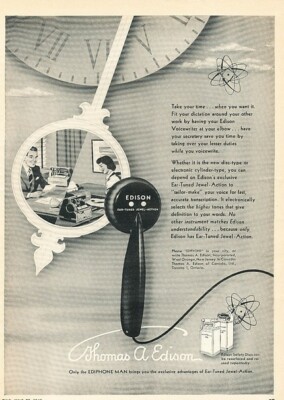 1949 Thomas Edison Ediphone Microphone Original Advertisement Print Art ...