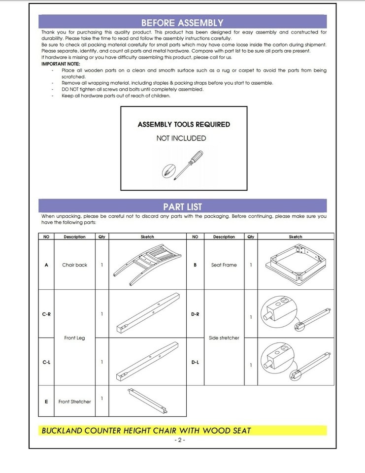 Set of 2 Buckland kitchen counter height chairs w/ plain wood seat in ...