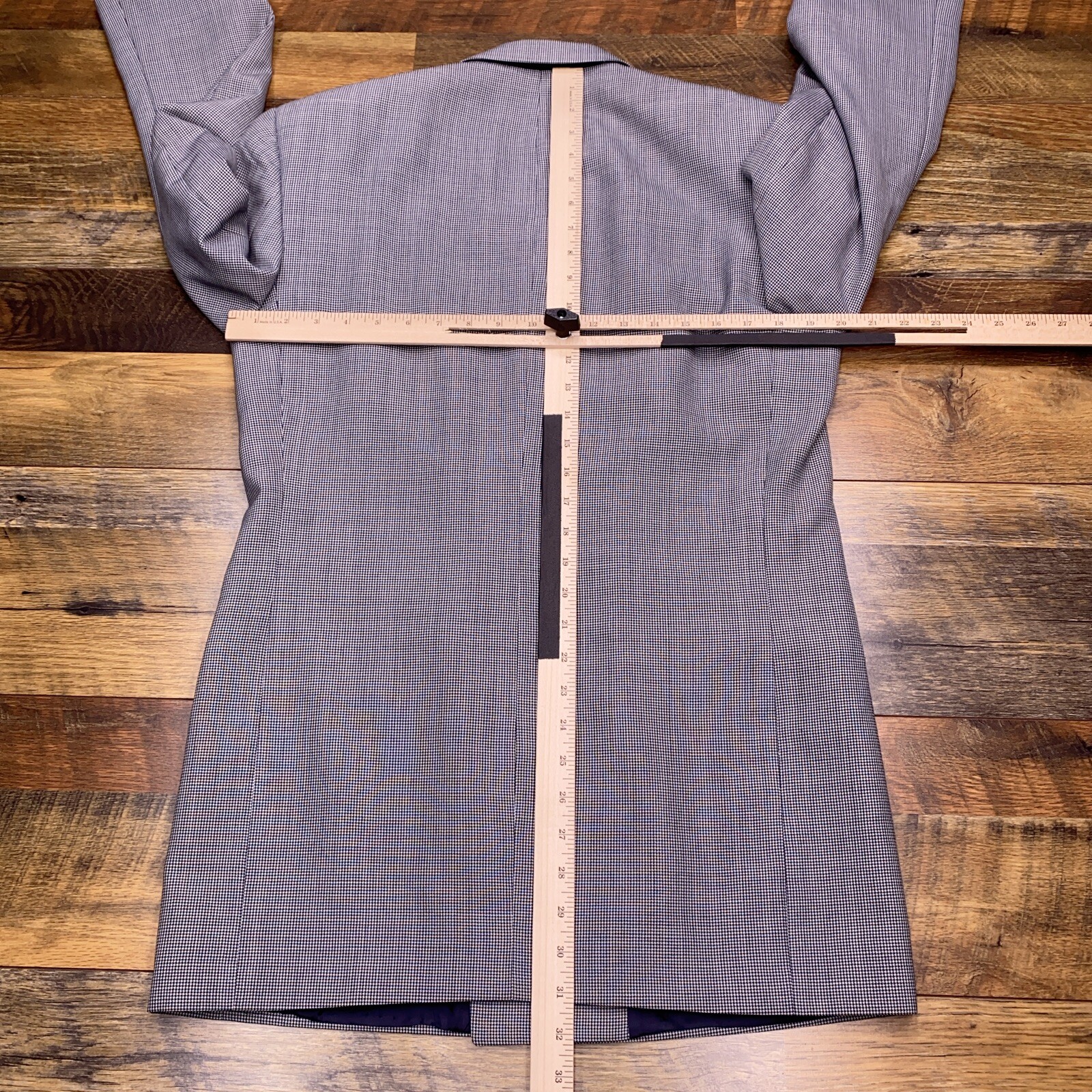Paul Cicchini Double Breasted Blazer 40R Gray Blue Houndstooth Plaid | eBay