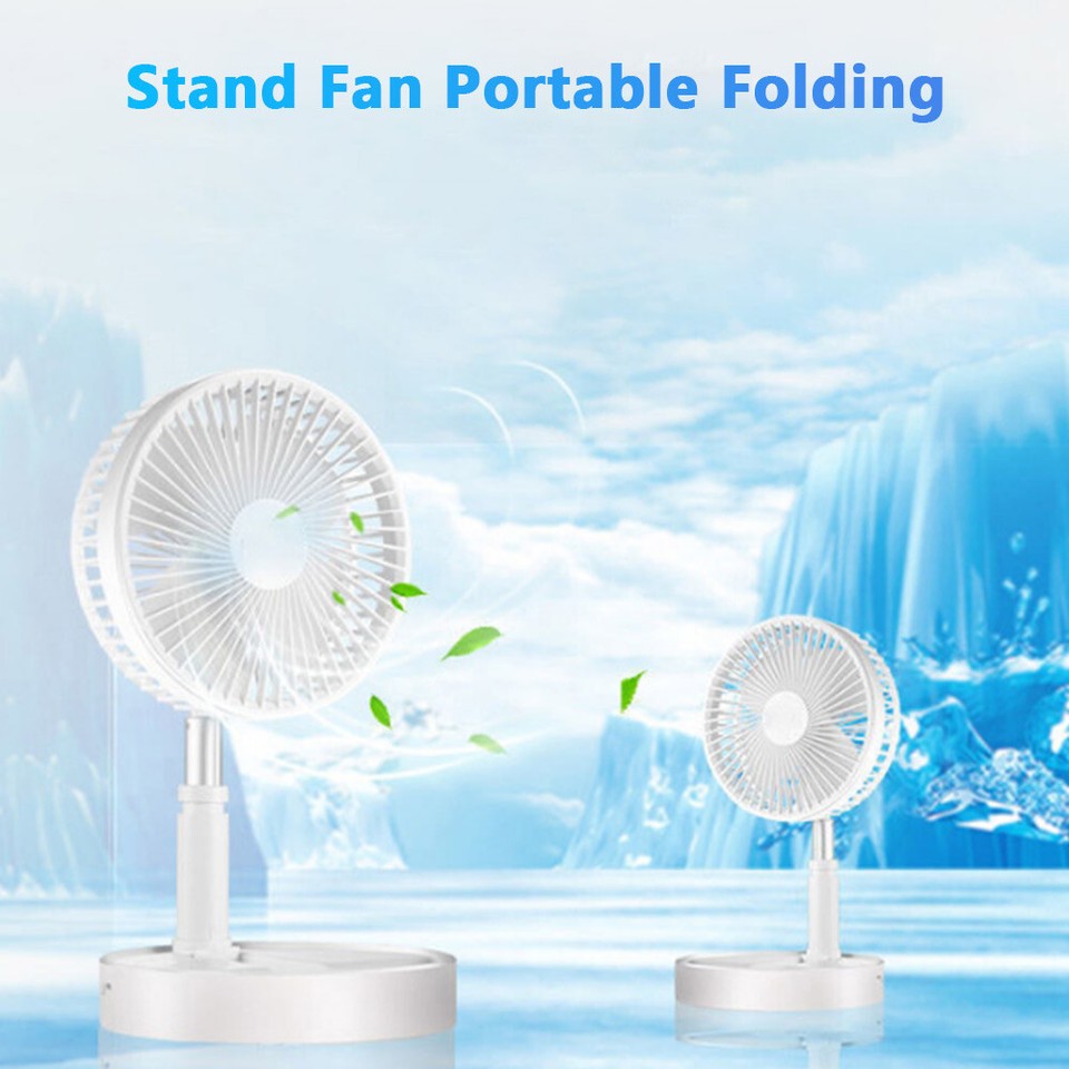 New Stand Fan Portable Folding Pedestal Telescopic Table Floor Fan USB ...