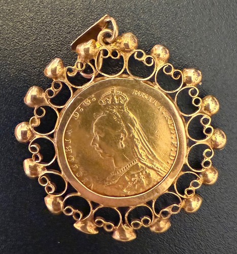 1887 Queen Victoria Jubilee Head Full Gold Sovereign 7.9g encased in ...