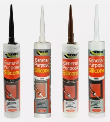 6x Everbuild General Purpose Silicone Sealant 280ml White Clear Black ...
