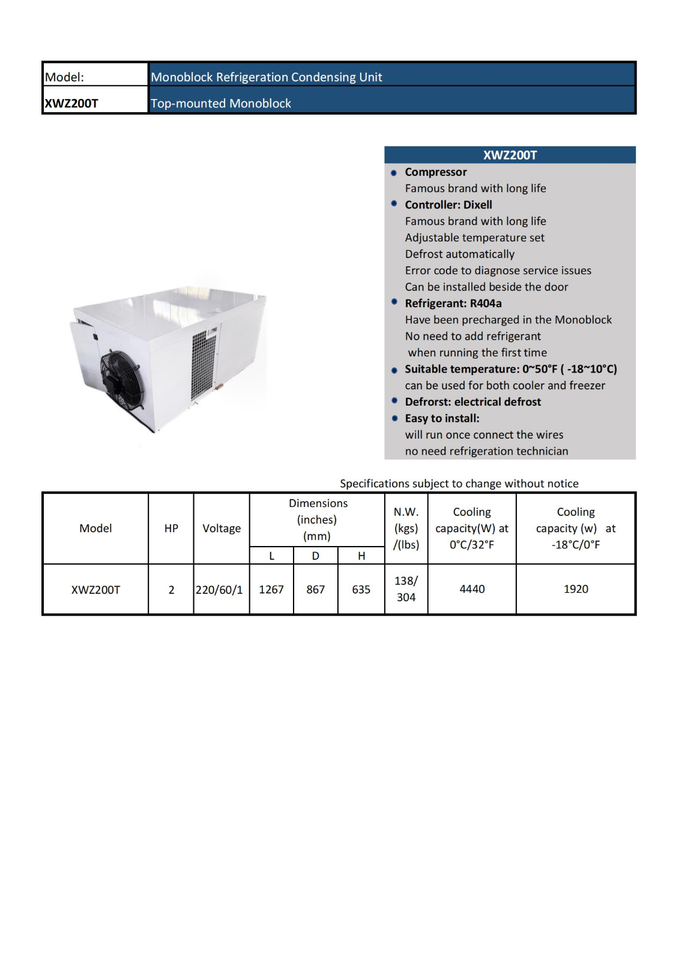 NEW 2 HP Walk-In Roof Mount Cooling System Cooler Monoblock Compressor ...