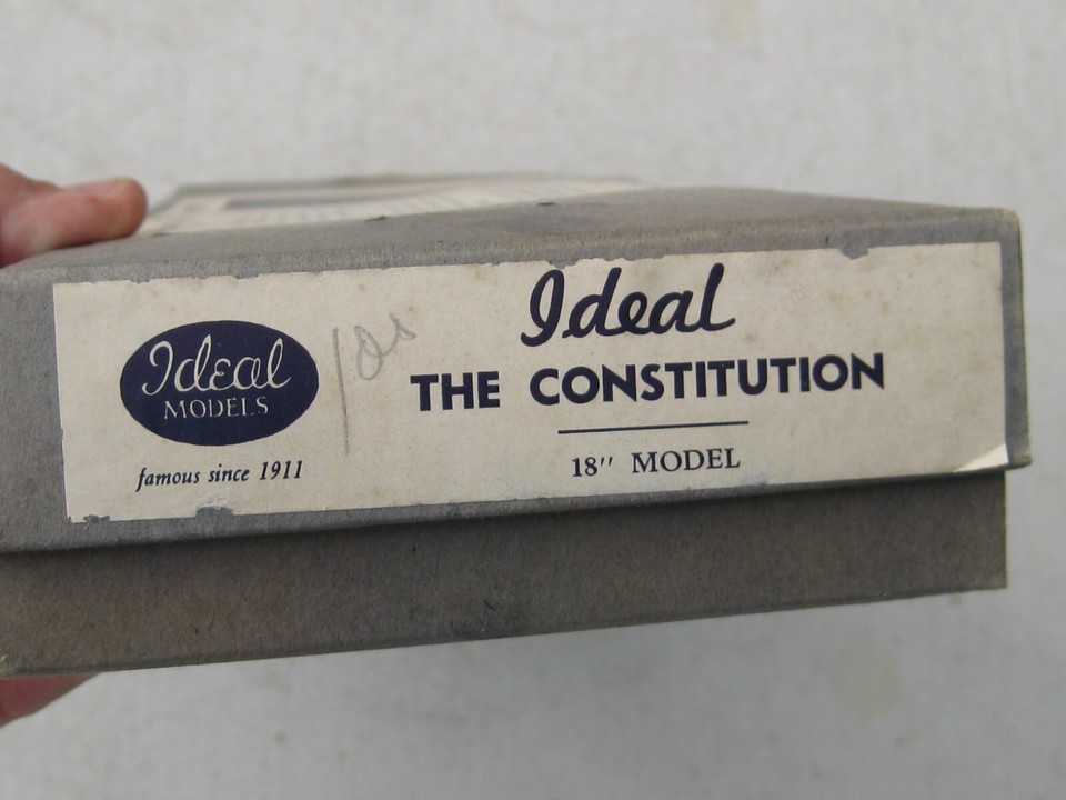 Antique 1933 Ideal Ironside The Constitution Wood Ship Model Kit 18" w ...