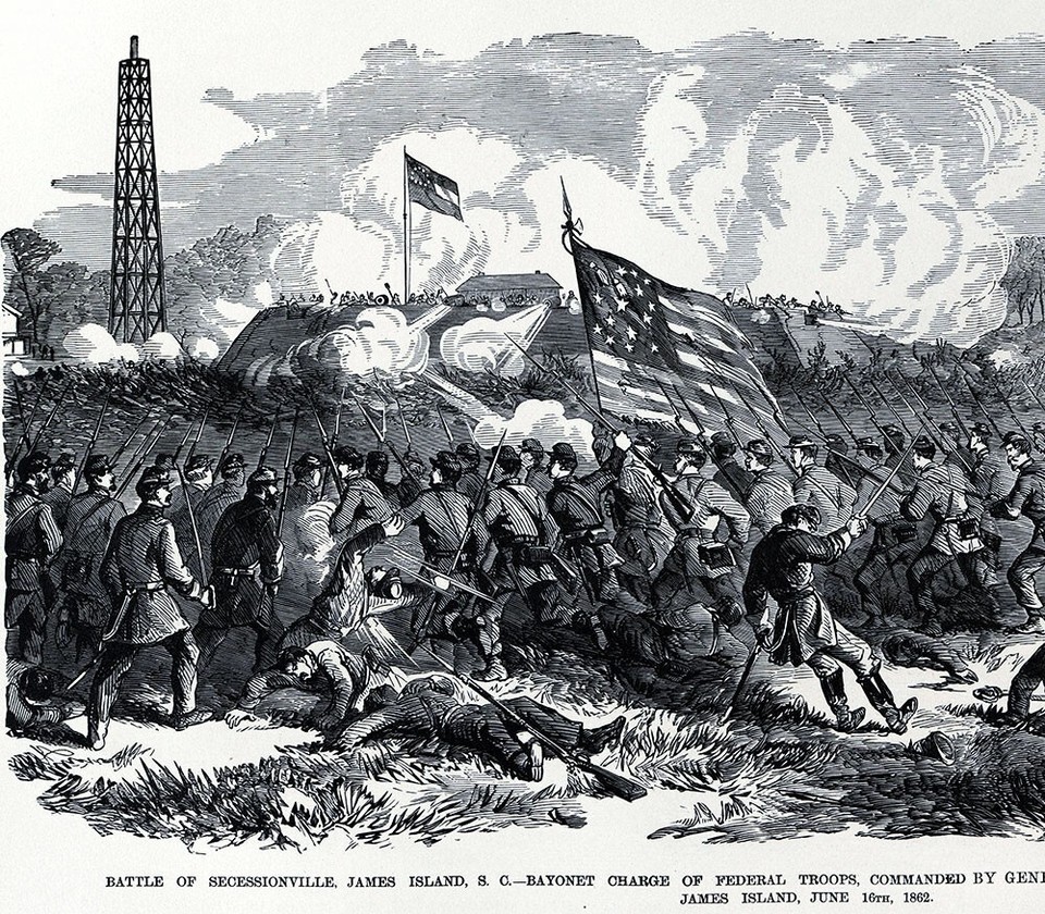 Leslie Civil War Print - Battle of Secessionville James Island SC ...