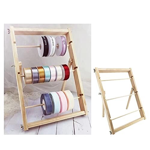 ribbon organizer，Wood Display Ribbon Holder Rack Storage Organiser ...