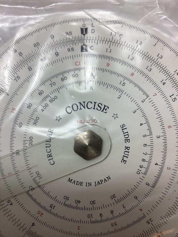 Old Stock Vintage Concise Circular Slide Rule No. 270 Made in Japan ...