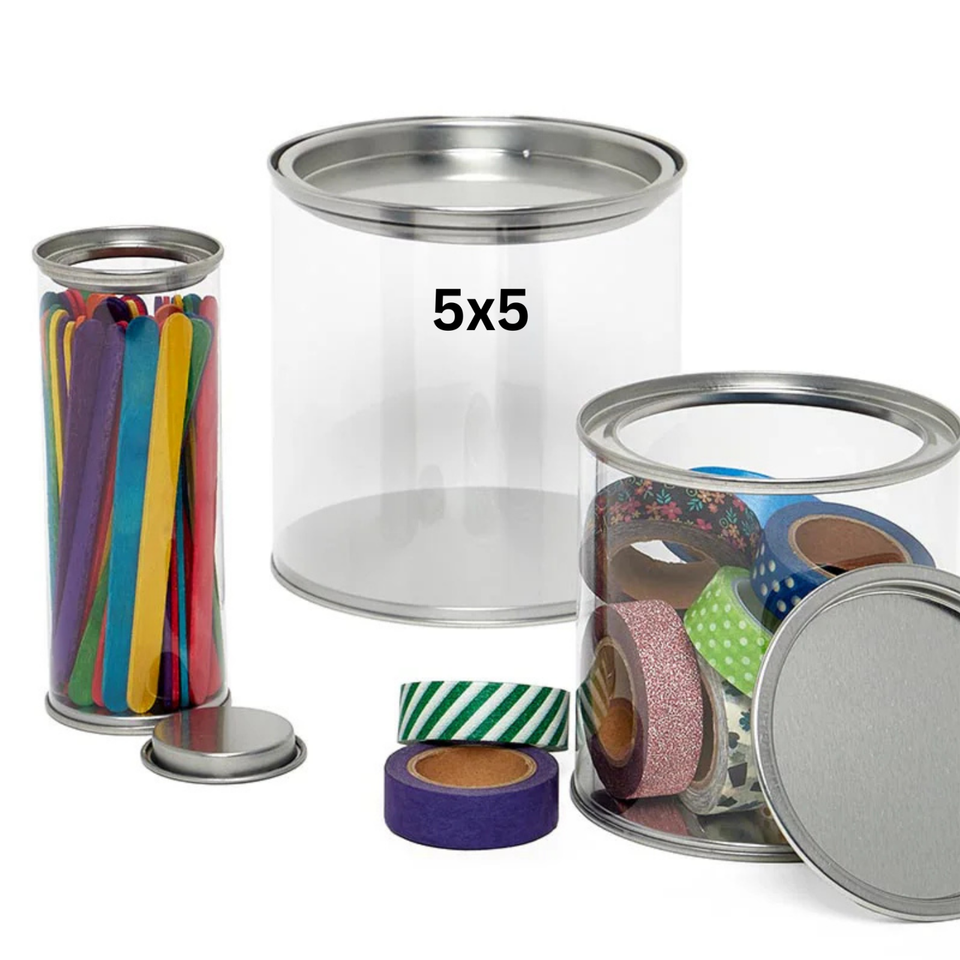 Clear Paint Can Tins 2 Pack 5x5 Display Containers Candy Gift Storage ...
