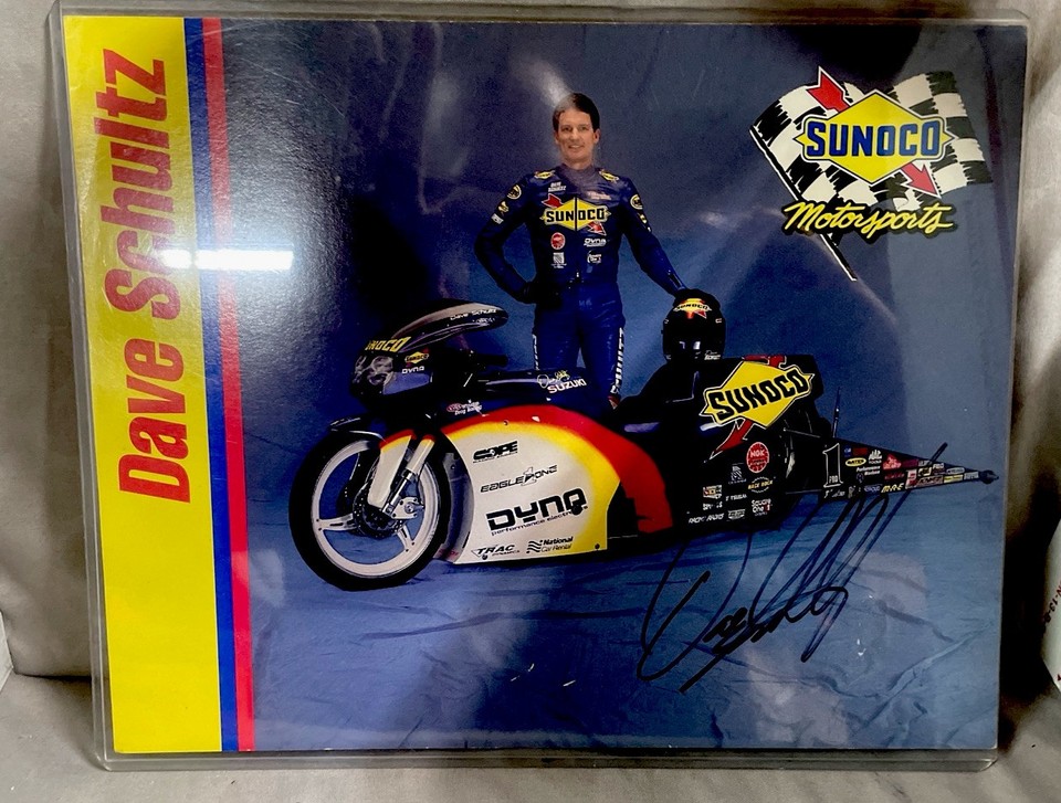 autograph 8x10 dave schultz Sunoco Nhra Pro Stock Drag Bike Vintage 96 ...