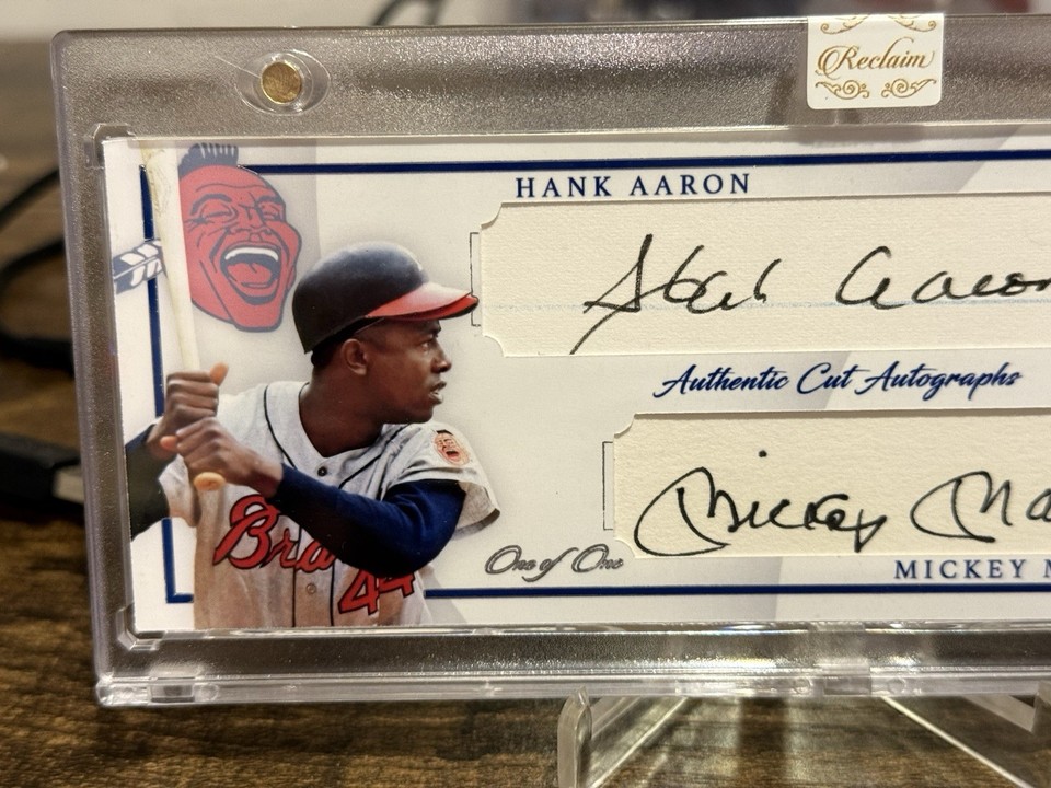RECLAIM Customs Hank Aaron Mickey Mantle Dual Cut Auto Booklet PSA/DNA ...