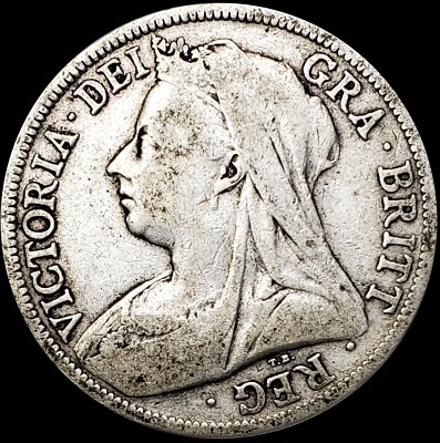 1896 Great Britain Silver Half 1/2 Crown Coin Queen Victoria UK # 0062 ...