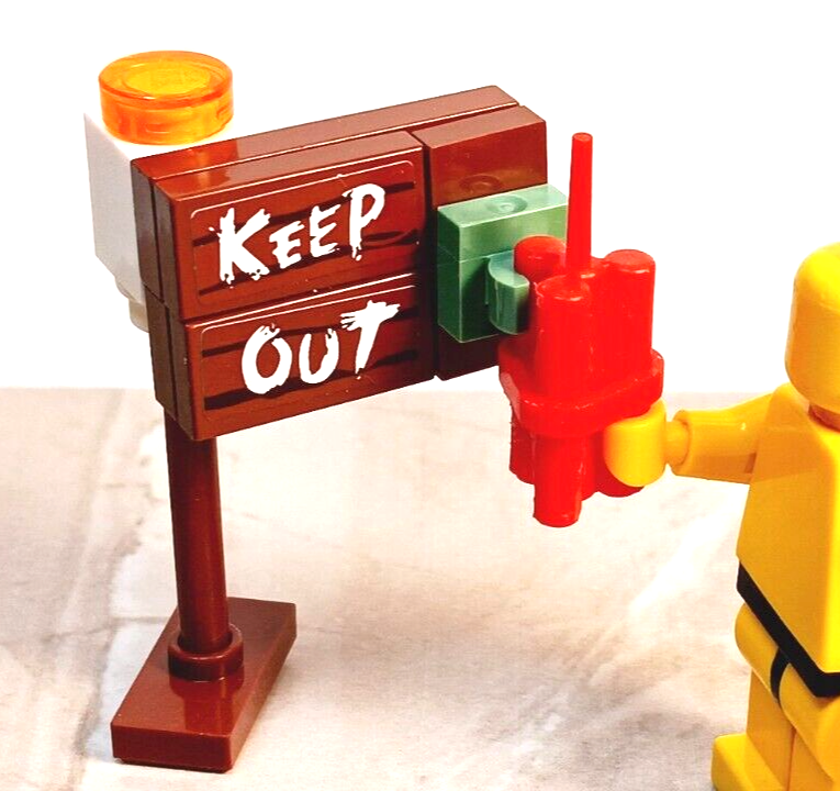 LEGO Keep Out Sign Dynamite Old West Wood Grain WESTERN Gold Mine ...