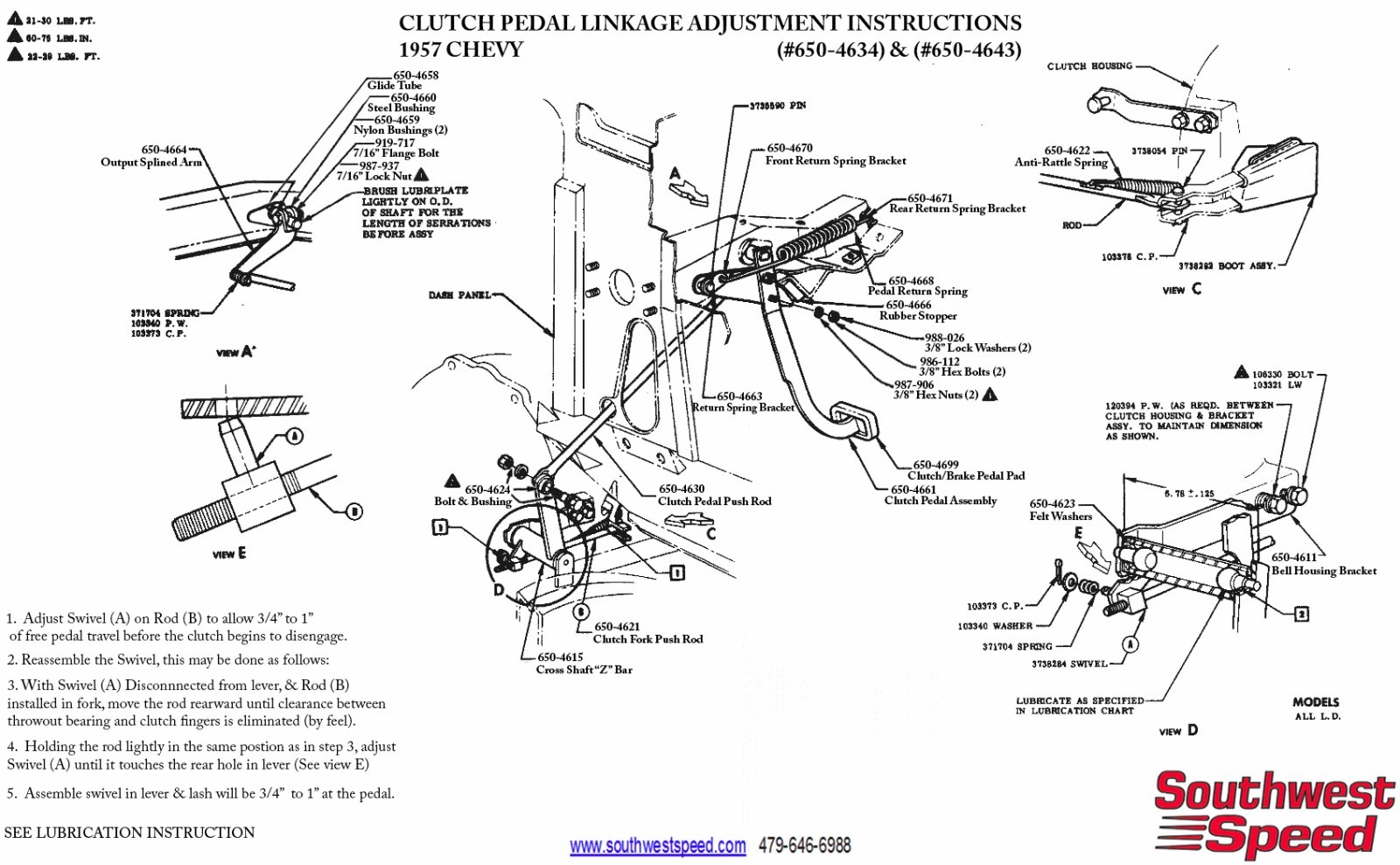 NEW SWS 1955-57 CHEVY ANTI-RATTLE SPRING,CLUTCH FORK ADJUSTING,PUSH ROD ...