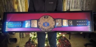 Wrestling Belt Display Case LED Light Wood WWE WWF MMA Boxing Title ...