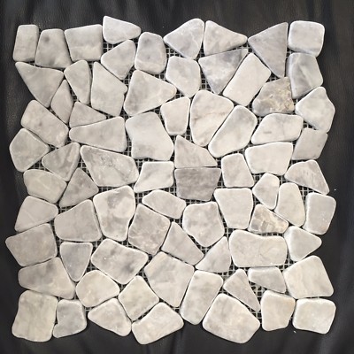 Soft Grey Pebble Flat Tile Mosaic Gray Stone Wall Shower Floor Back ...