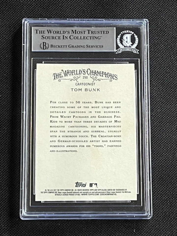 TOM BUNK 2021 TOPPS ALLEN & GINTER SIGNED AUTOGRAPHED CARD BECKETT BAS ...