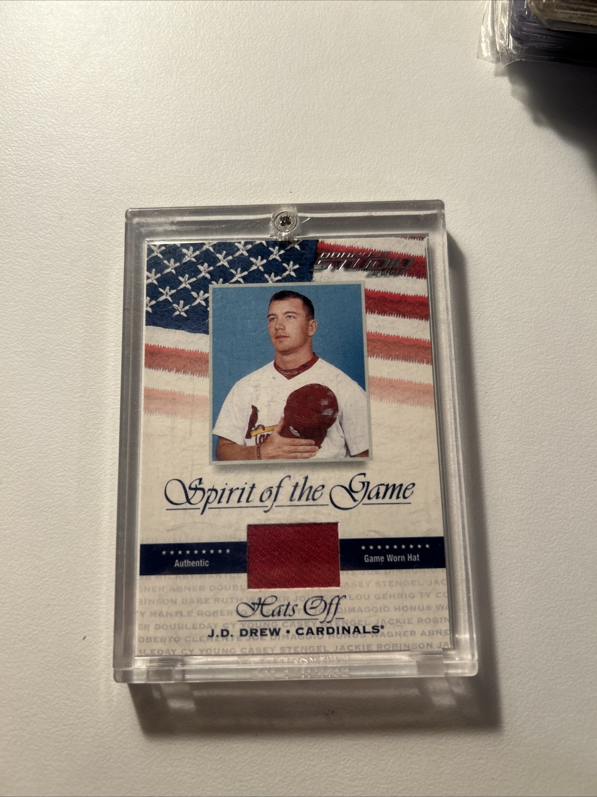 2002 Donruss Studio - Spirit of the Game J.D. Drew #SG-26 Hats Off /100 ...