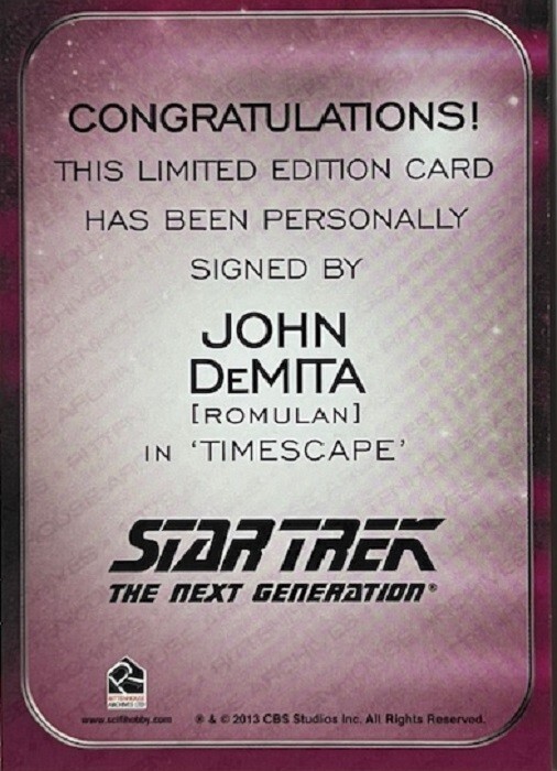 John DeMita Autograph from Star Trek Next Generation Archives ...