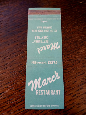 Vintage Matchbook: Marc's Restaurant, Compton, CA | eBay